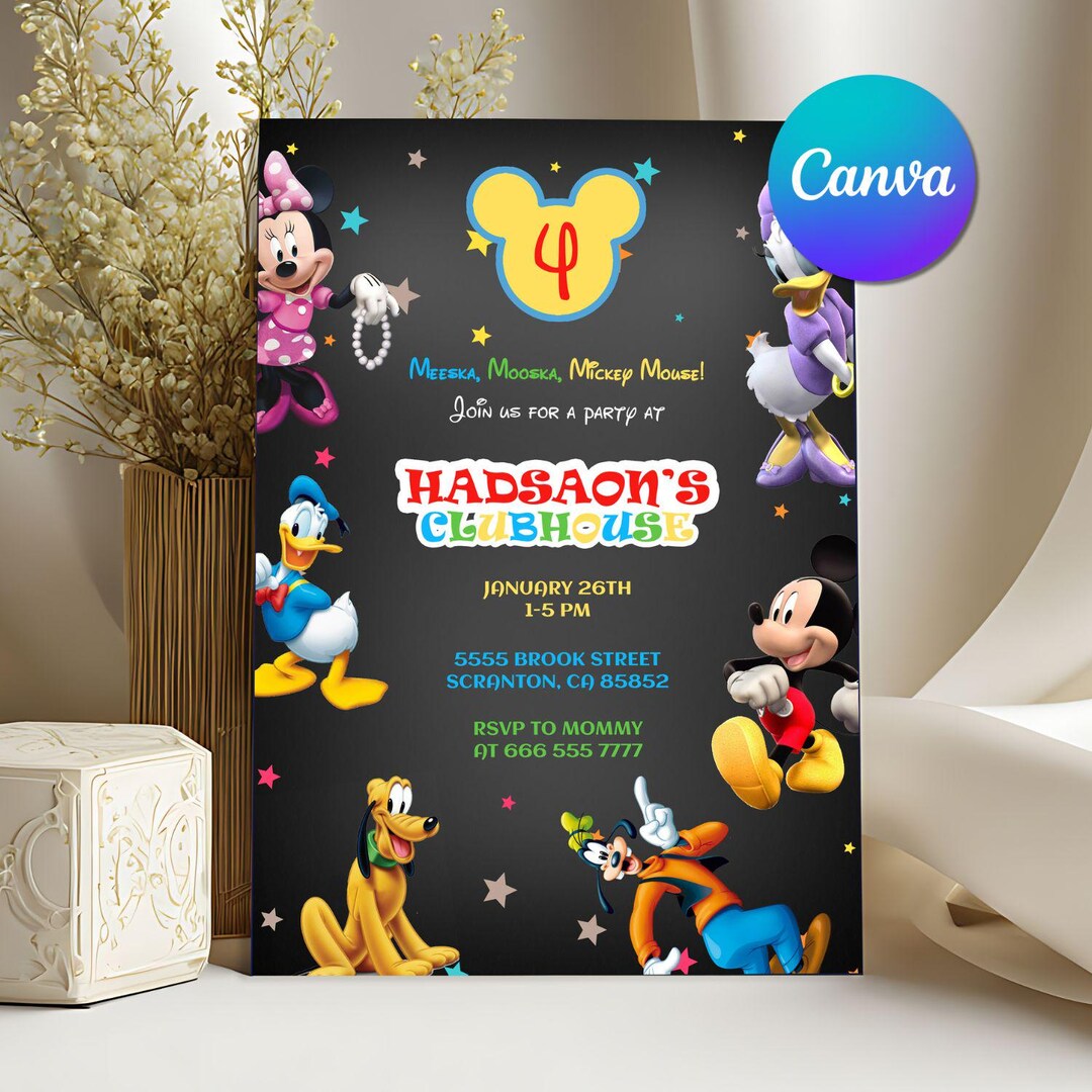 Birthday Party Invitation Card in Cartoonish Theme Canva DIY Editable ...