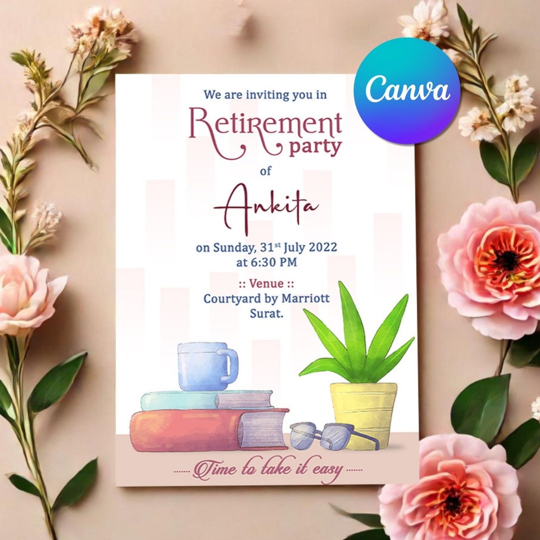 Retirement Party Invitation Card in Chilling Theme Canva DIY Editable ...