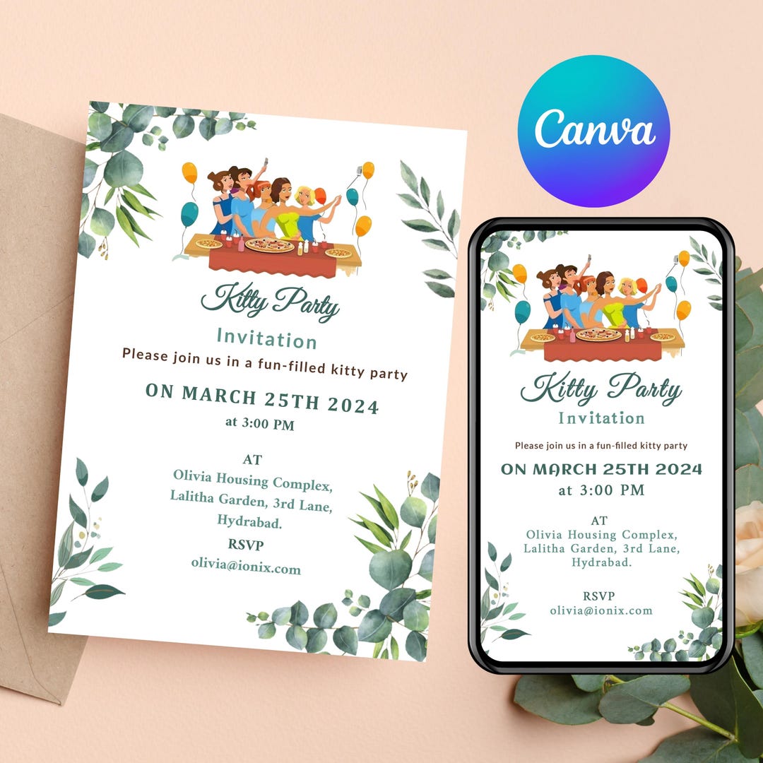 Editable Kitty Party Invitation | Fun Women’s Gathering Invite | Selfie ...