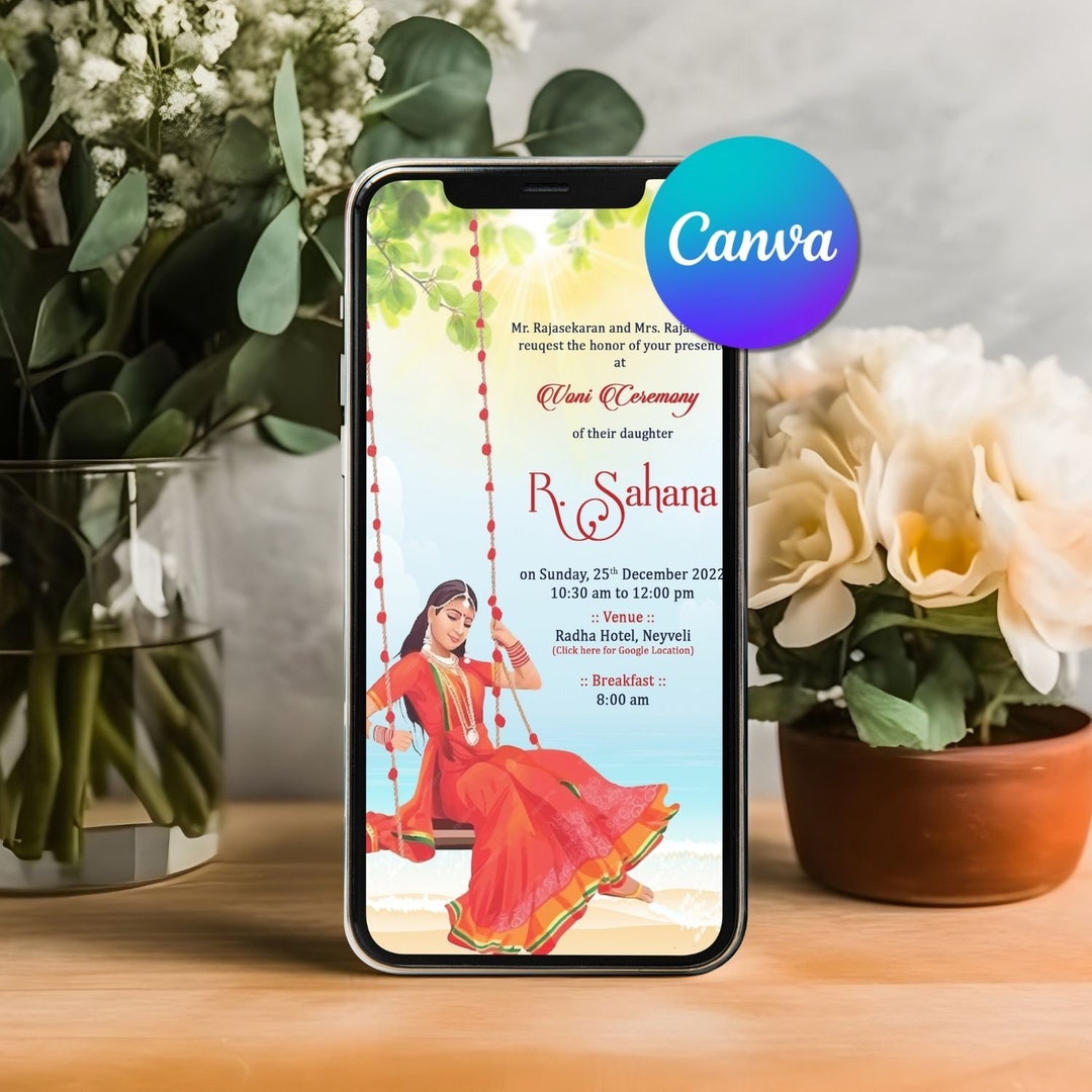 Voni Function Digital Invitation Card With Beach Theme Canva DIY ...