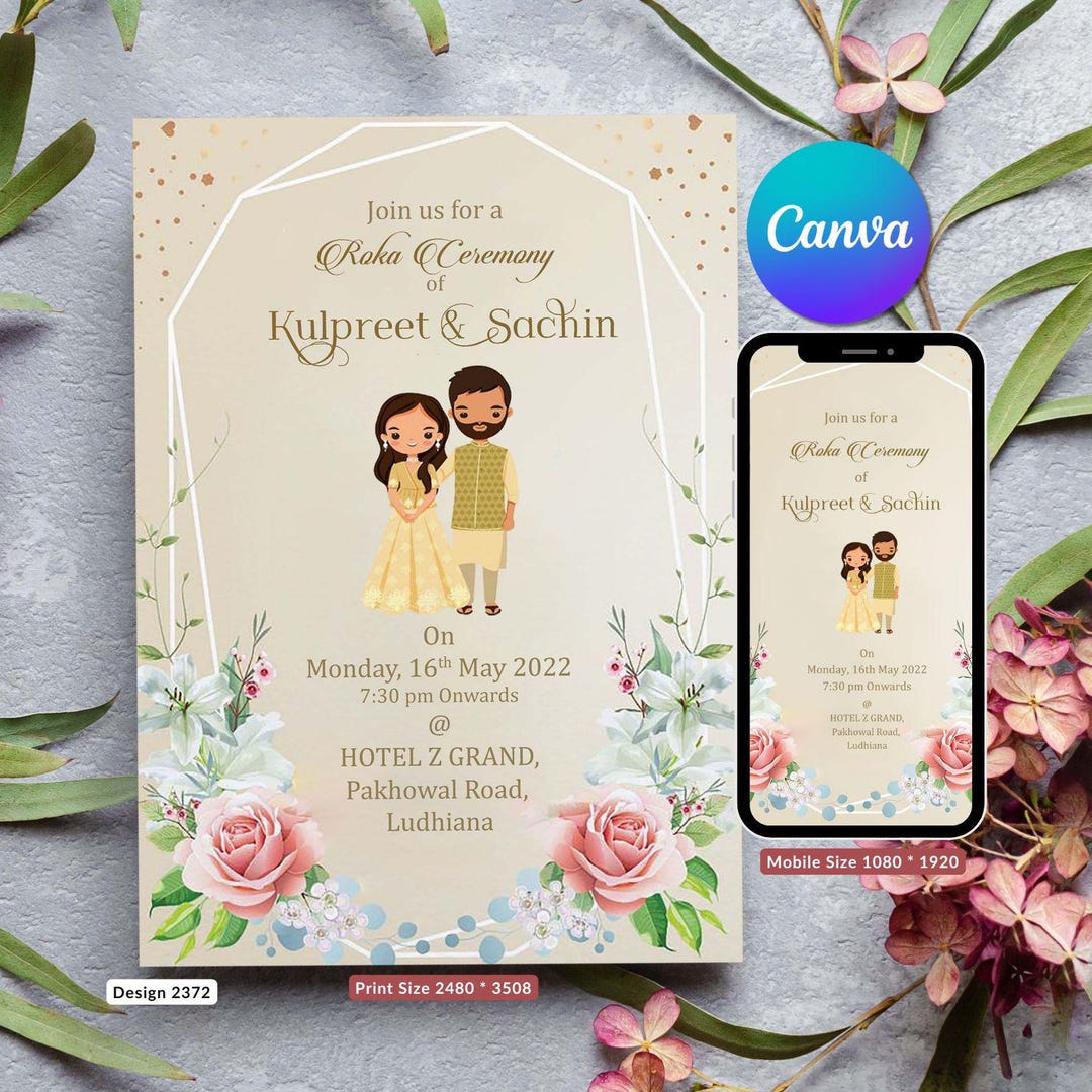 Roka Ceremony Invitation Design No. [insert Number] | Ivory & Gold ...