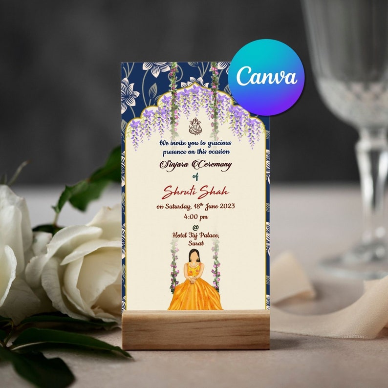 Sinjara Ceremony Invitation Card in Arch Theme Canva DIY Editable ...