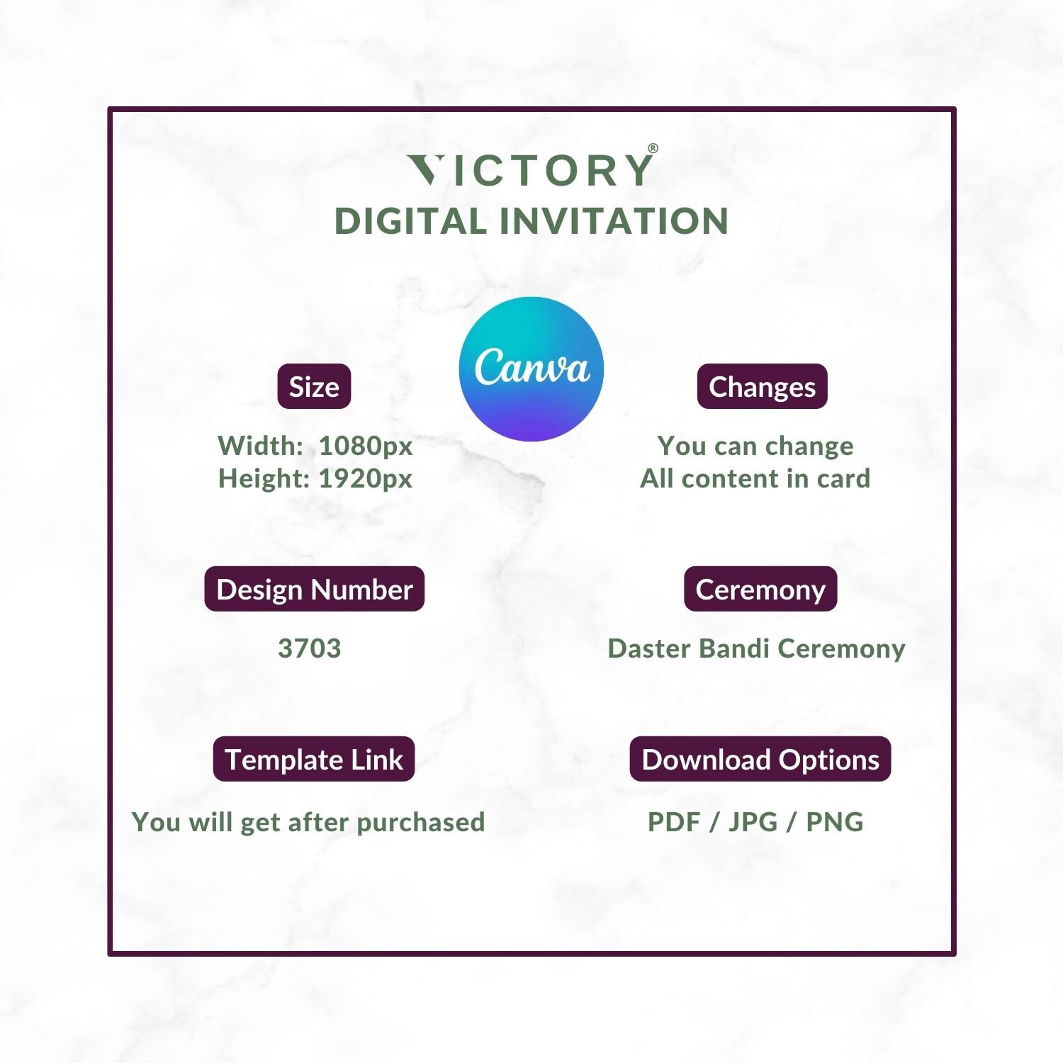 Dastar Bandi Turban Invitation Card in Curtains Theme Canva DIY ...