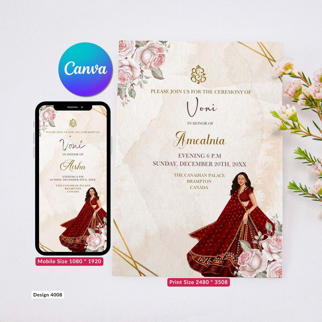 Voni Function Digital Invitation Card With Royal Theme Canva DIY ...