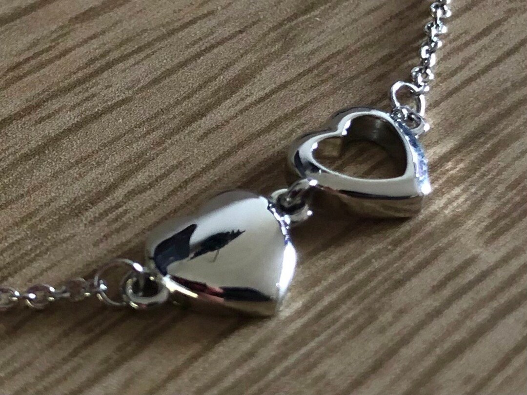 Double Heart Necklace,open Heart Necklace,sterling Silver Heart ...