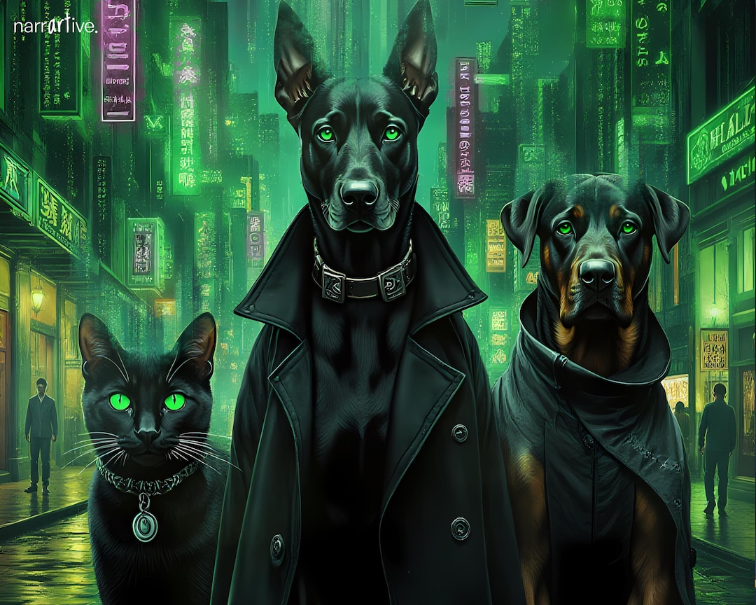 Cyberpunk Pet Portrait – Sci-fi Neon Dog & Cat Art, Futuristic Animal ...