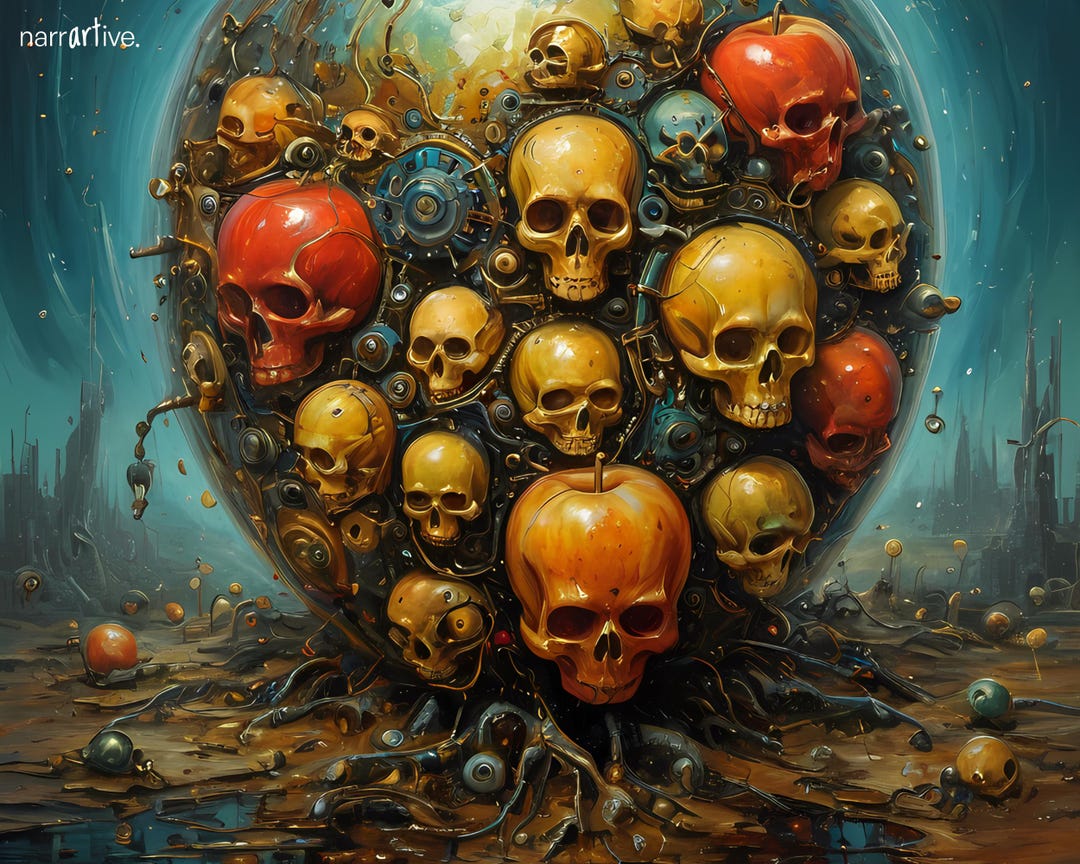 Dystopian Skull Wall Art – Biomechanical Artwork, Futuristic Sci-fi ...