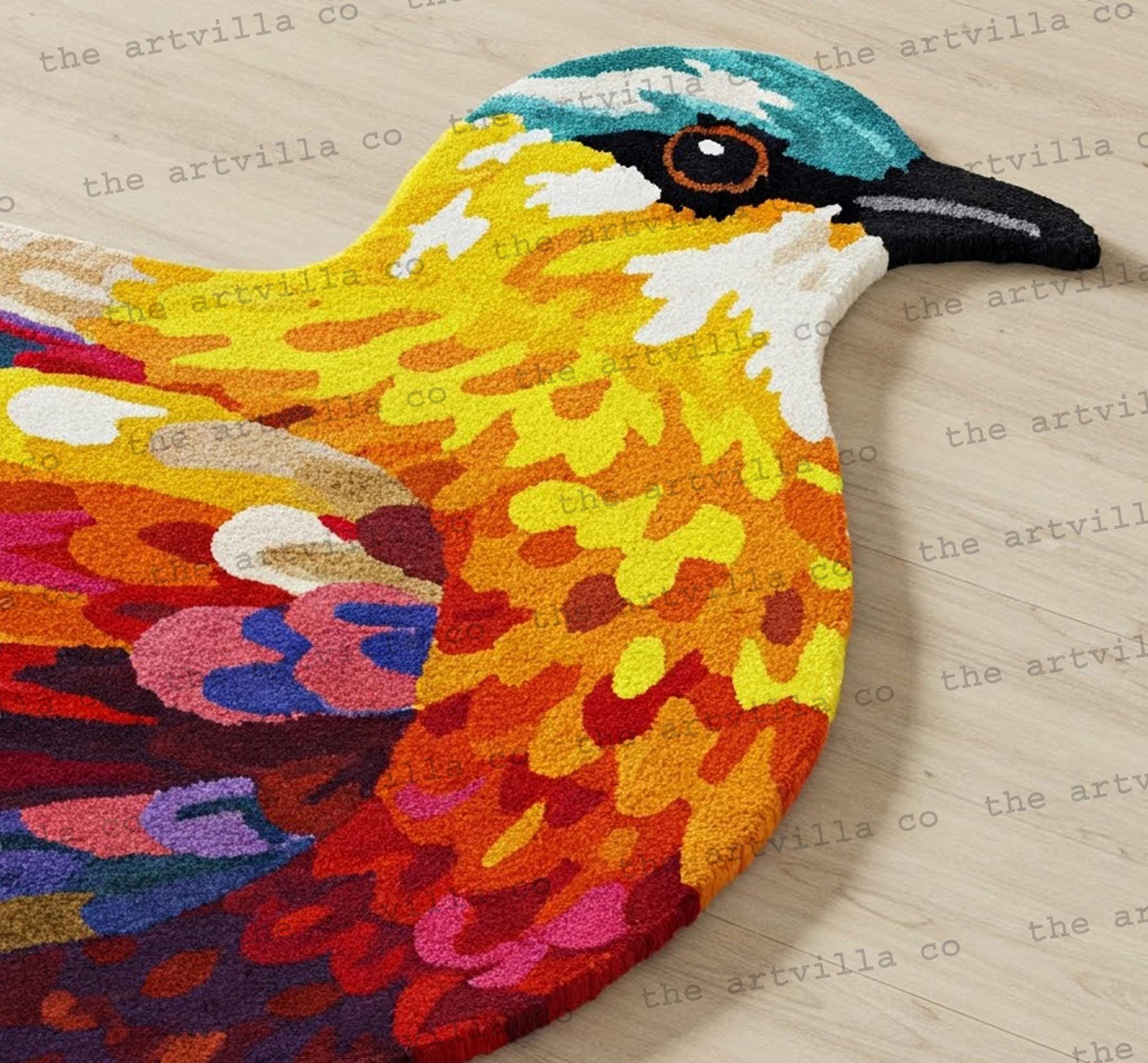 Hand-tufted Wool Bird Rug: Abstract Colorful Area Rug - Etsy