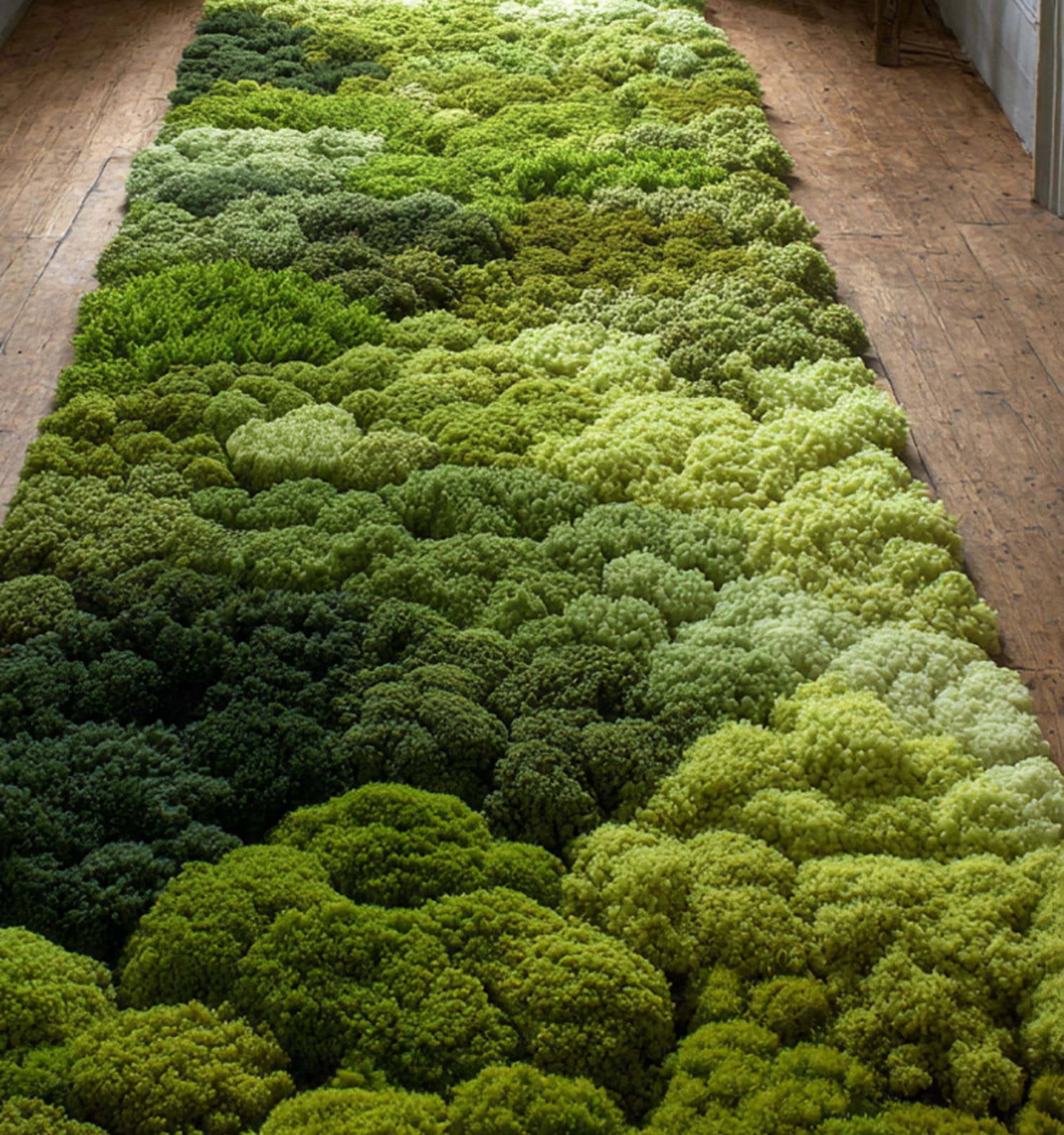 Green Moss Tufted Rug: Botanical Biophilic Home Décor Runner Rug - Etsy