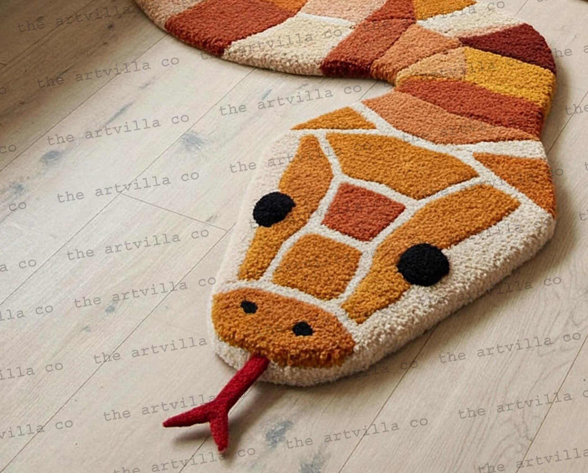Hand-tufted Wool Snake Rug: Bold Serpent Hallway Runner 4x15 - Etsy