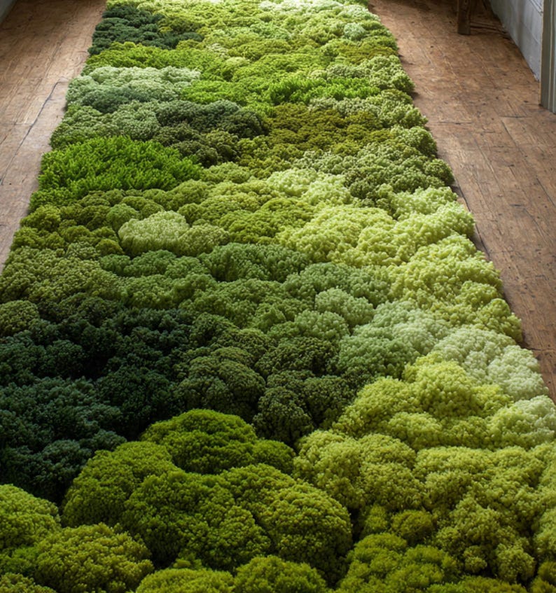 Green Moss Tufted Rug: Botanical Biophilic Home Décor Runner Rug - Etsy