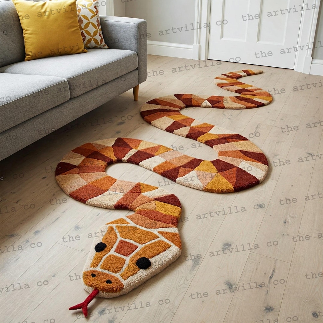 Hand-tufted Wool Snake Rug: Bold Serpent Hallway Runner 4x15 - Etsy