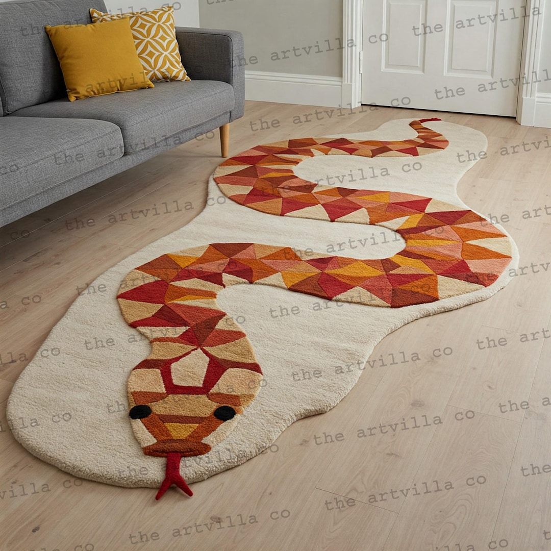 Hand-tufted Wool Snake Rug: Bold Serpent Runner - Etsy