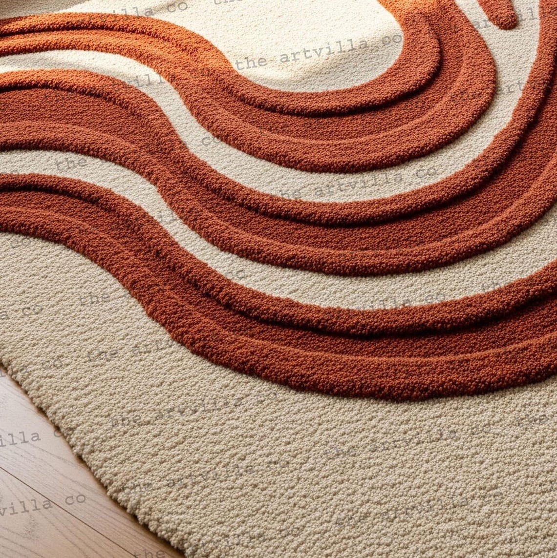 Retro Wave Tufted Wool Rug: Modern Abstract Amoeba Shape - Etsy
