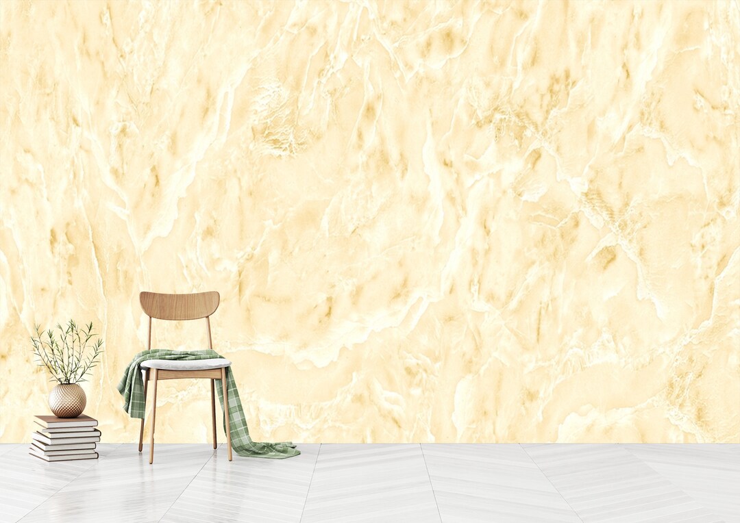 Yellow Marble Wallpaper / Peel and Stick - Nonwoven Wallpaper - Etsy