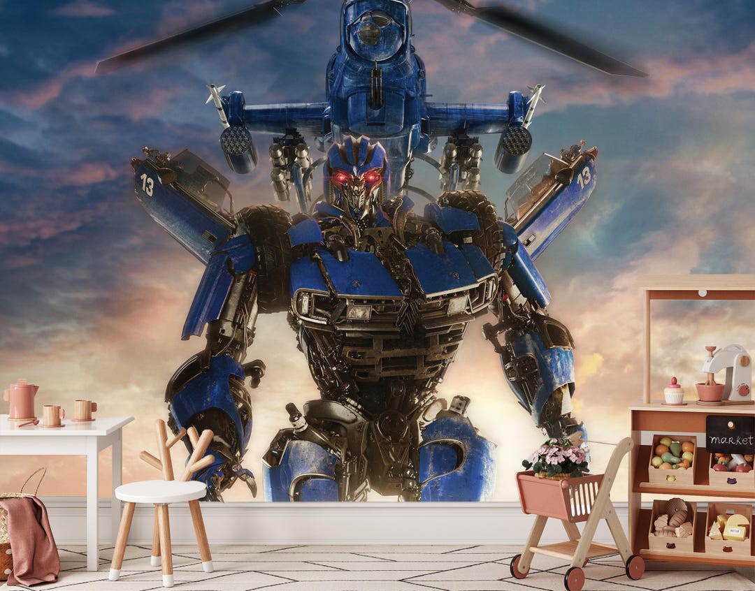 Transformer Wall Mural - 3D Wallpaper for Kids Room Decor, Nursery Wall ...