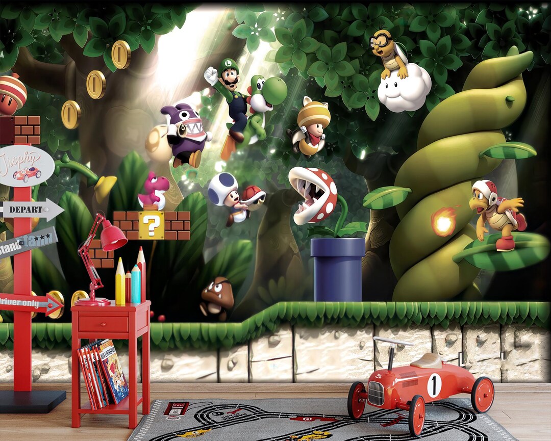 New Super Mario Luigi U Movie Wall Mural Peel and Stick Wallpaper ...