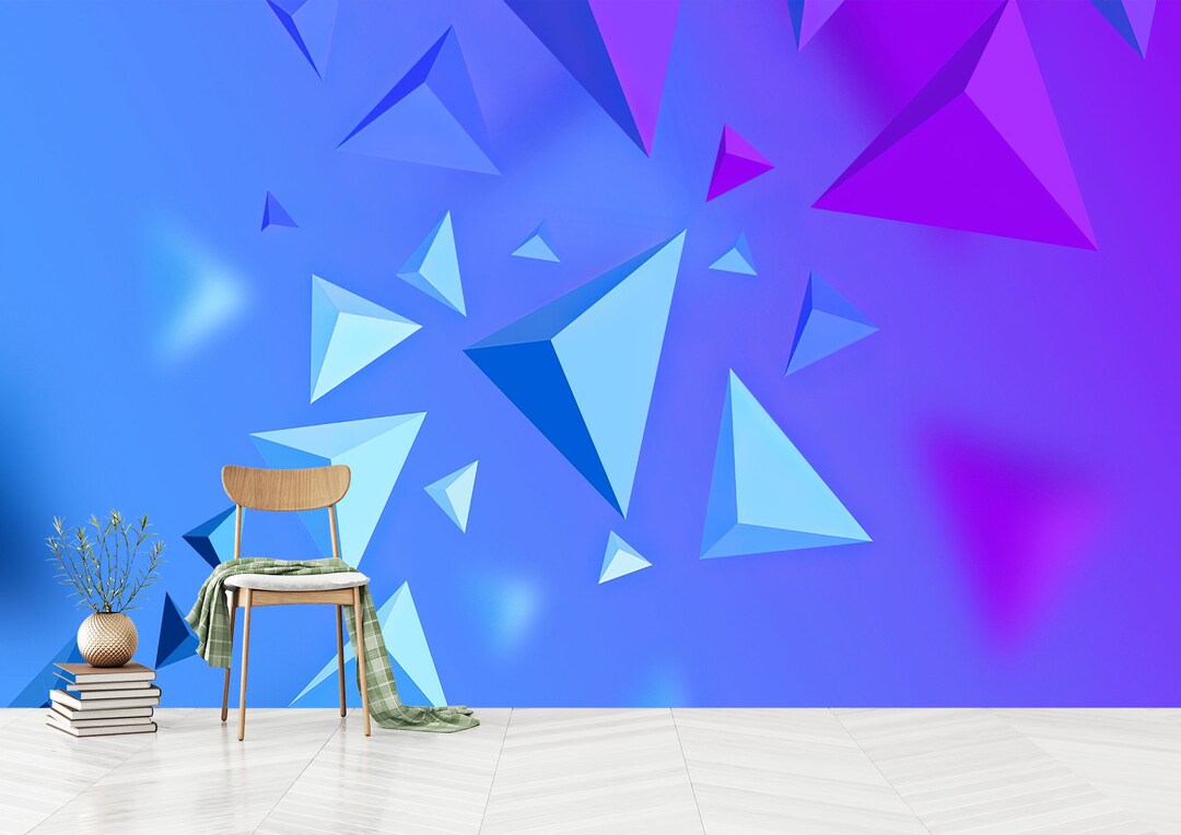 Buy Geometric Triangle Blue Shades Wallpaper Symmetry Wall Decor Visual ...