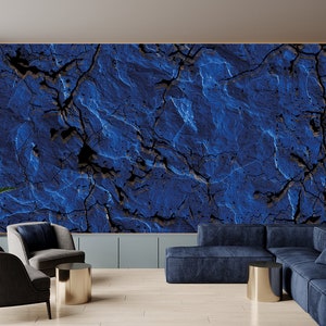 Blue Marble Wallpaper Peel and Stick, Marble Texture Wall Mural ...