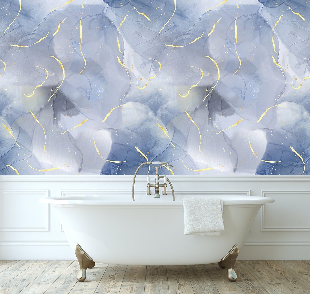 Blue Marble Wallpaper: Peel and Stick Removable Wall Mural - Etsy