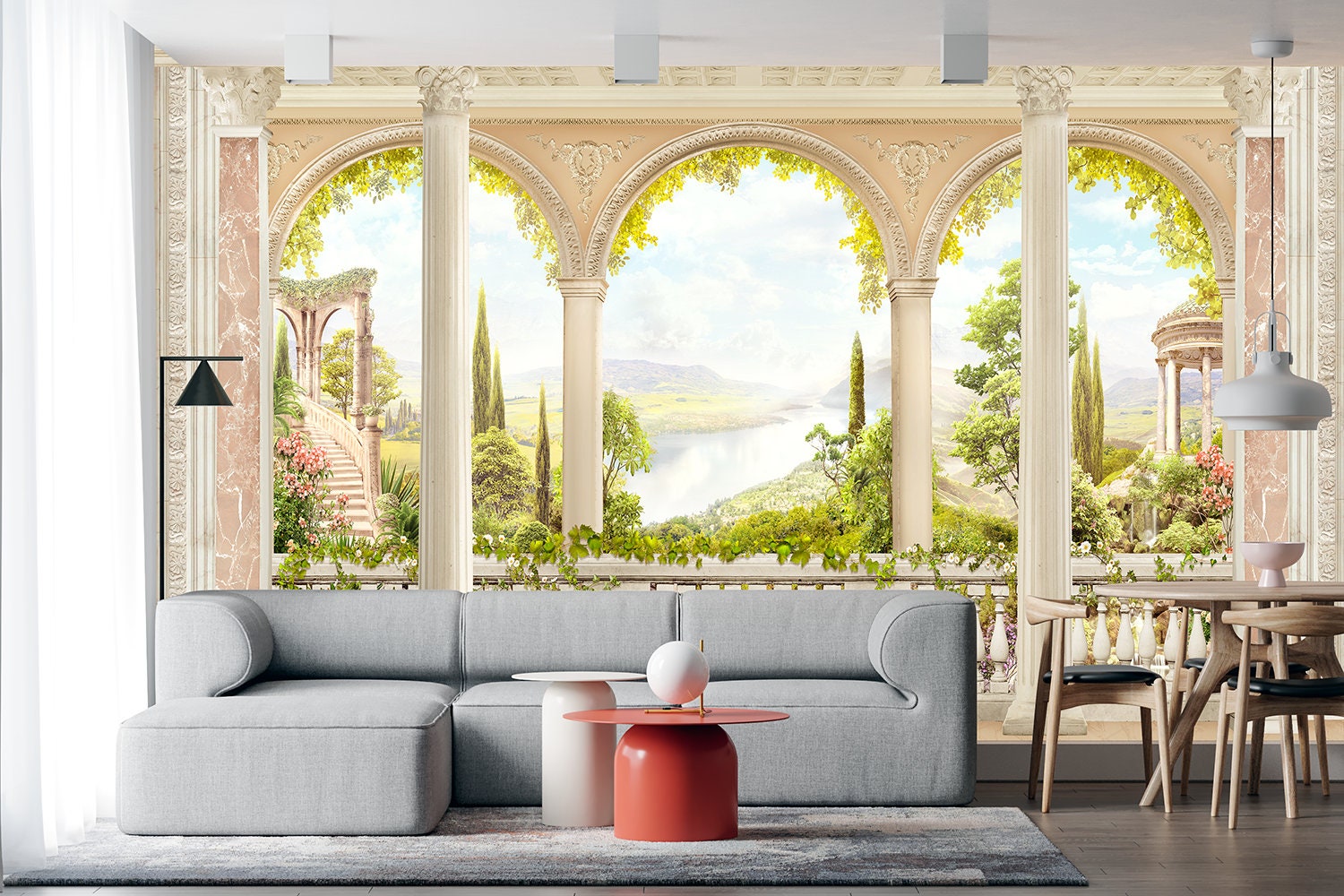 Column Balcony View Wallpaper Mural: Roman Wall Decor - Etsy