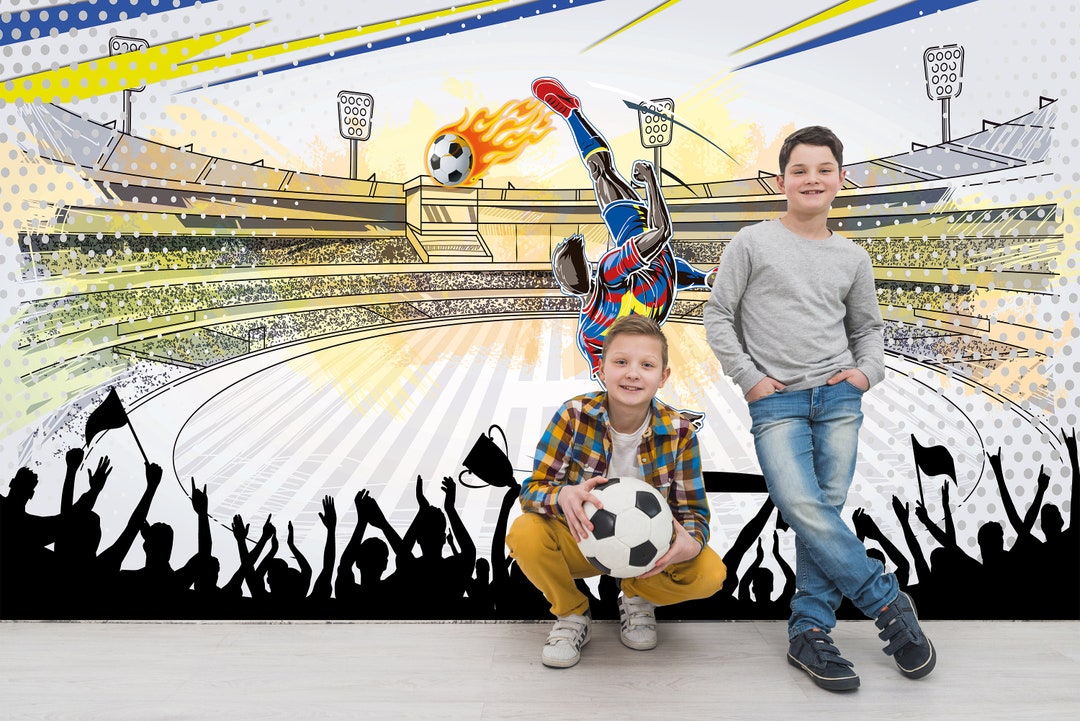 Football Wallpaper Peel and Stick Sports Wall Murals Bicycle Kick Wall ...