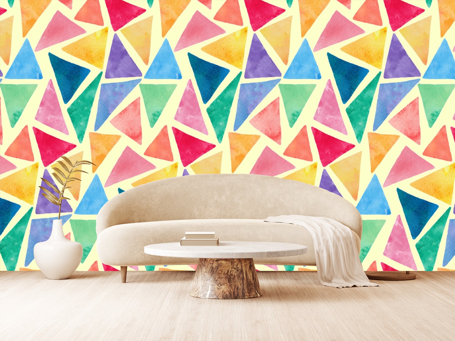 Triangle Colors Watercolor Wallpaper Peel and Stick Geometric Wall ...