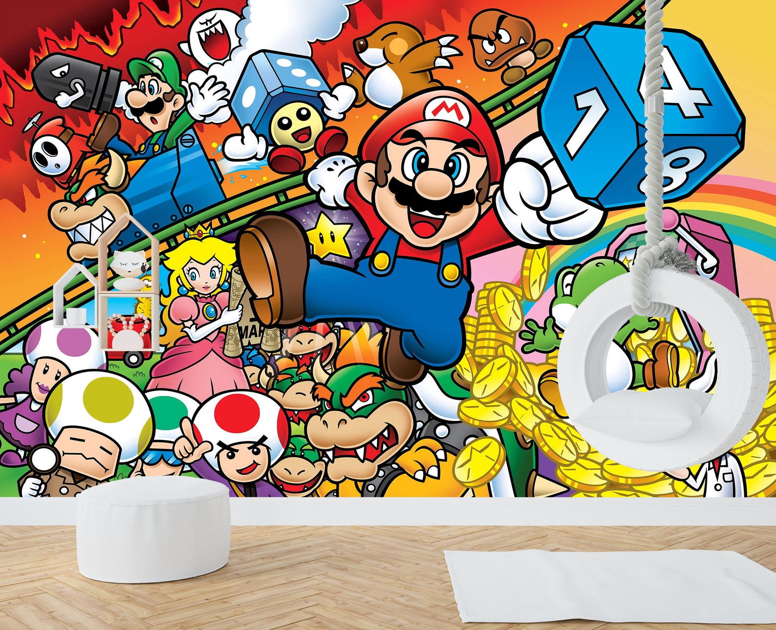 Super Mario Wallpaper Kids Wallpaper / Removable Traditional Peel Stick ...