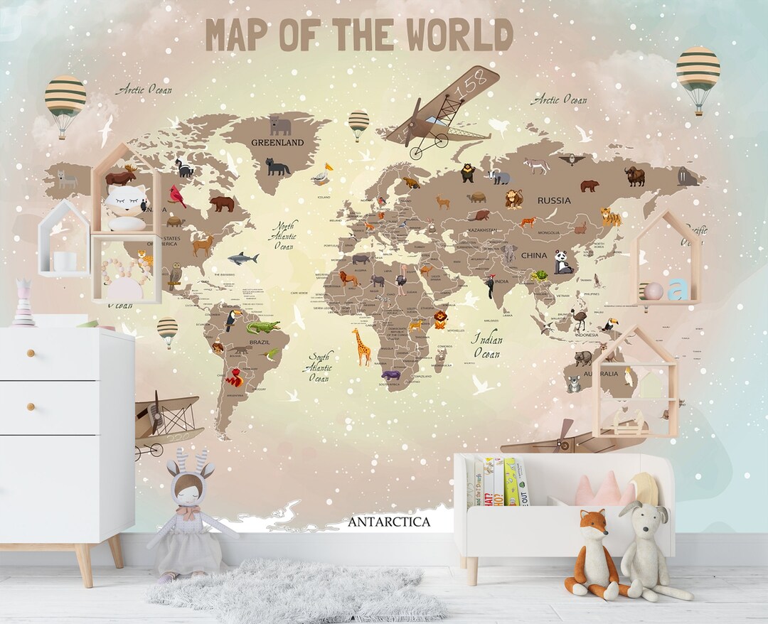 Pastels Educational World Map | Kids World Map | Nursery ...