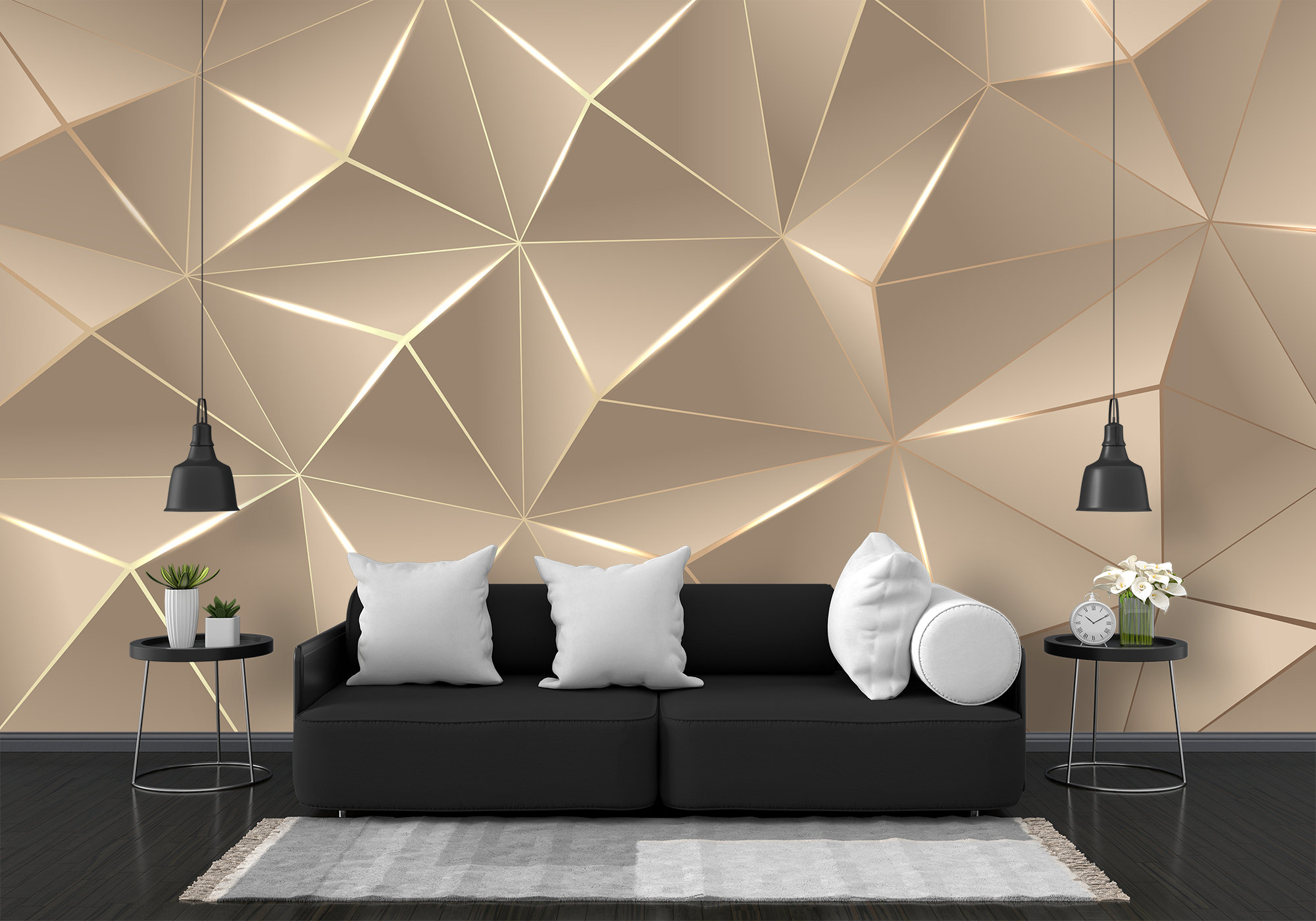 Polygonal Light Color Modern Design Digital Print Wallpaper - Etsy