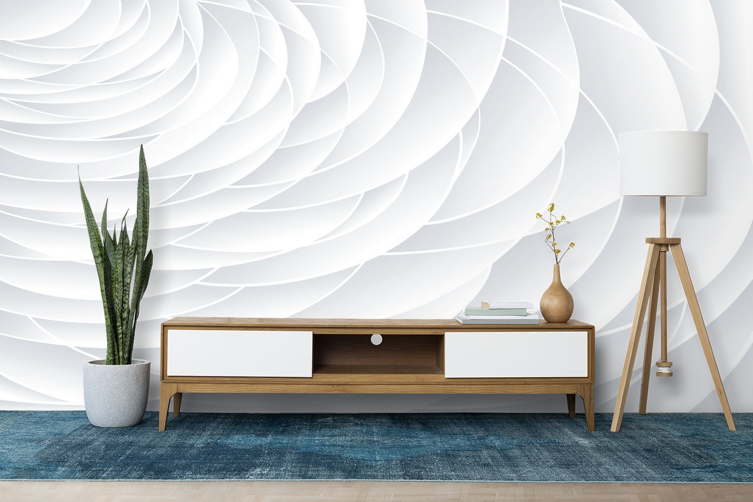 White Texture Wavy Wallpaper Peel and Stick Non Woven, Indoor Wall ...