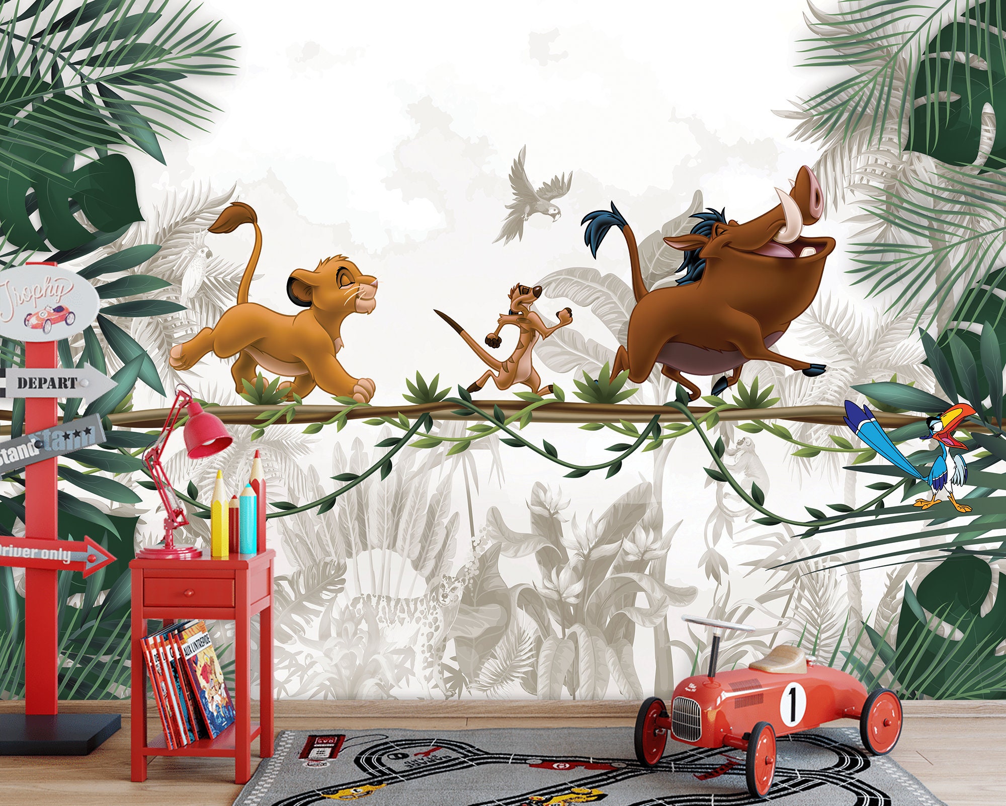 Lion King Nursery Wallpaper, Animals Wallpaper, Kids Room Wall Decor ...