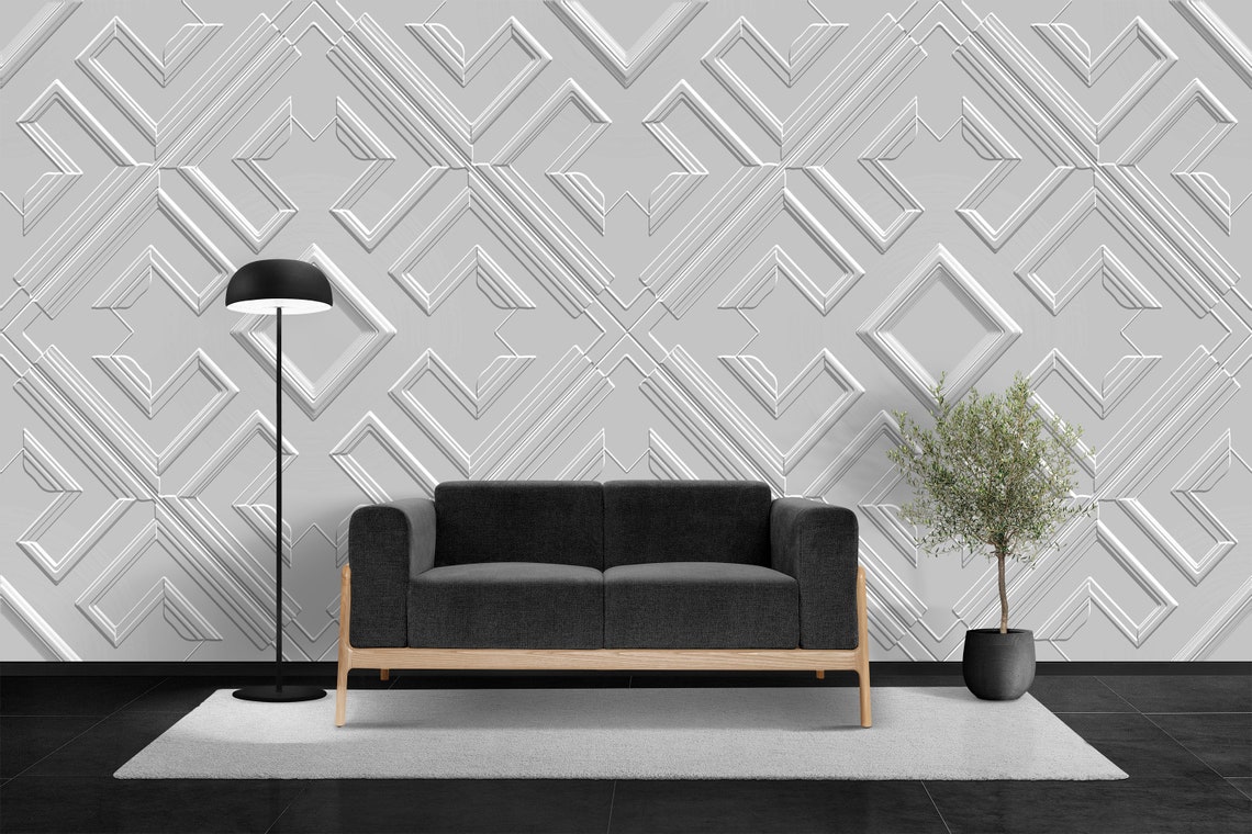 Elegant Geometric Emboss Wallpaper Embossing Texture Wallpaper Peel and ...