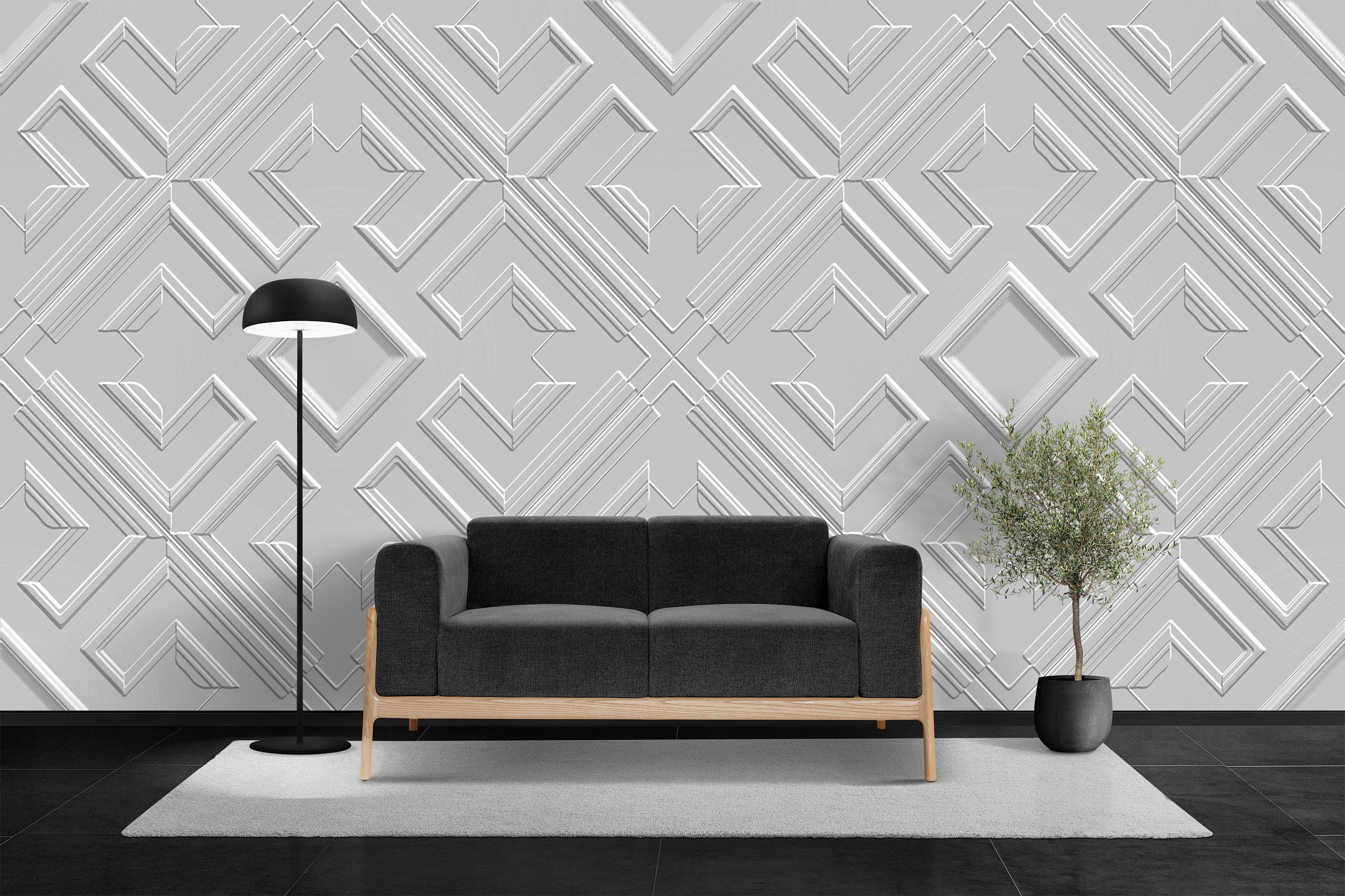 Elegant Geometric Emboss Wallpaper Embossing Texture Wallpaper Peel and ...