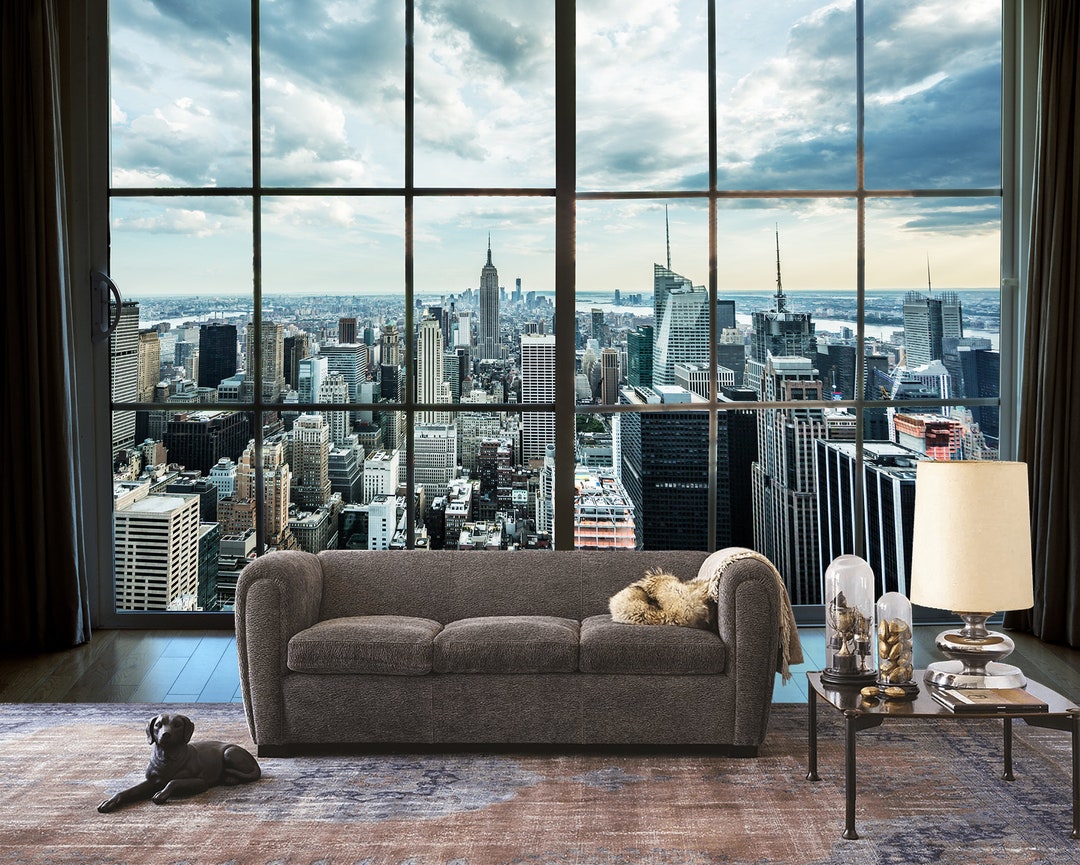 Manhattan New York City Landscape Buildings Ascension Window View Peel ...