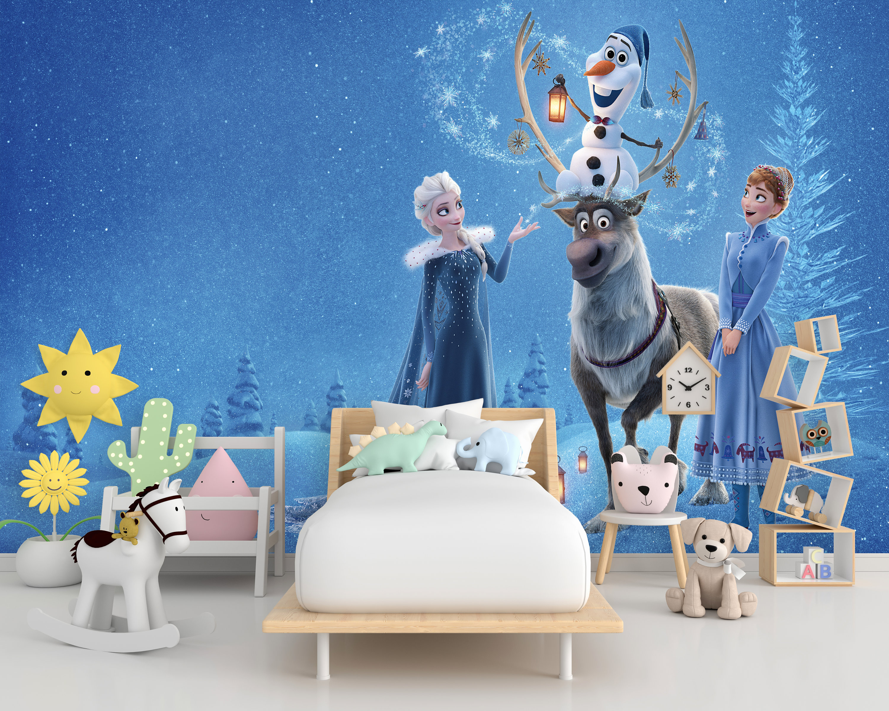Frozen Elsa and Anna Themed Kids Room Wallpaper , Kids Wallpaper , Peel ...