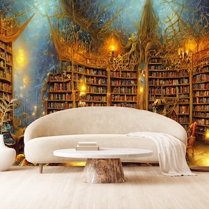 Fantasy Library Wallpaper Mural: Magical Books, Peel and Stick - Etsy