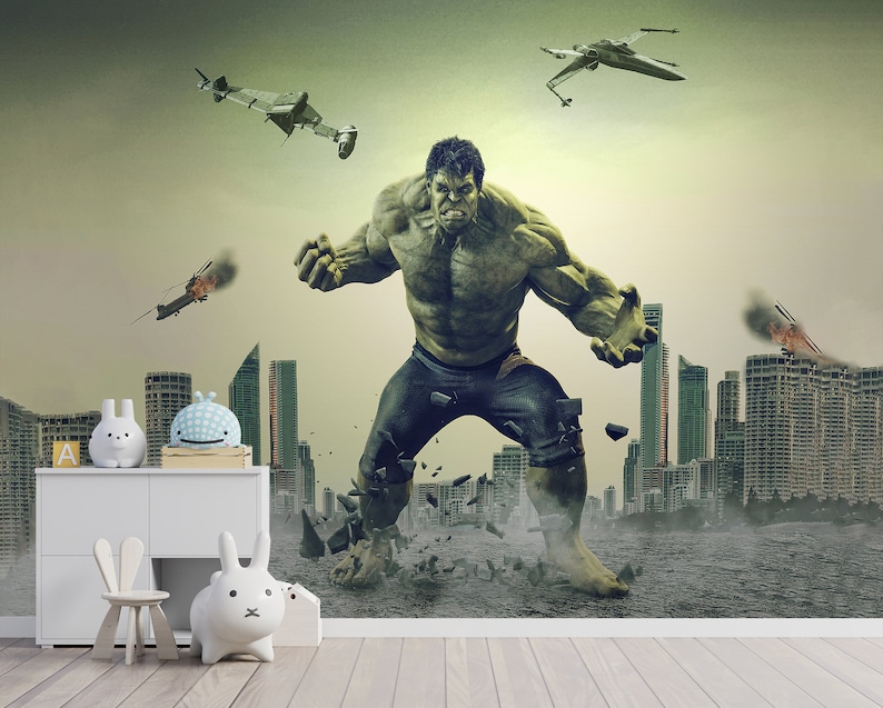 Hulk Superhero Wallpaper: Peel and Stick Kids Room Decor - Etsy