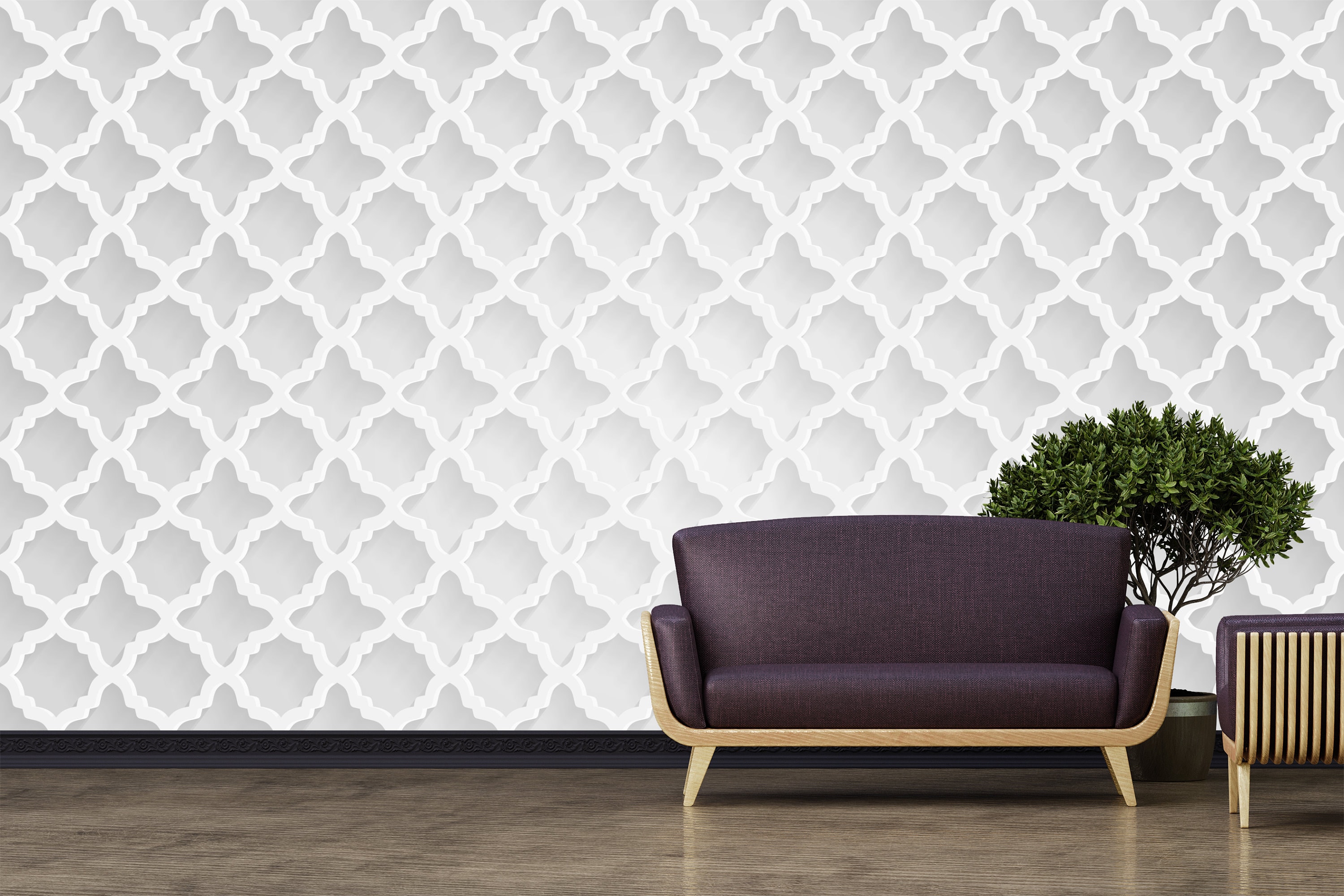 White Geometric Pattern Wallpaper Peel and Stick Non Woven - Etsy