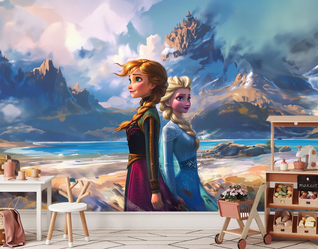 Elsa Frozen Artwork Wallpaper Frozen Wallpaper Mural Princess Wallpaper ...