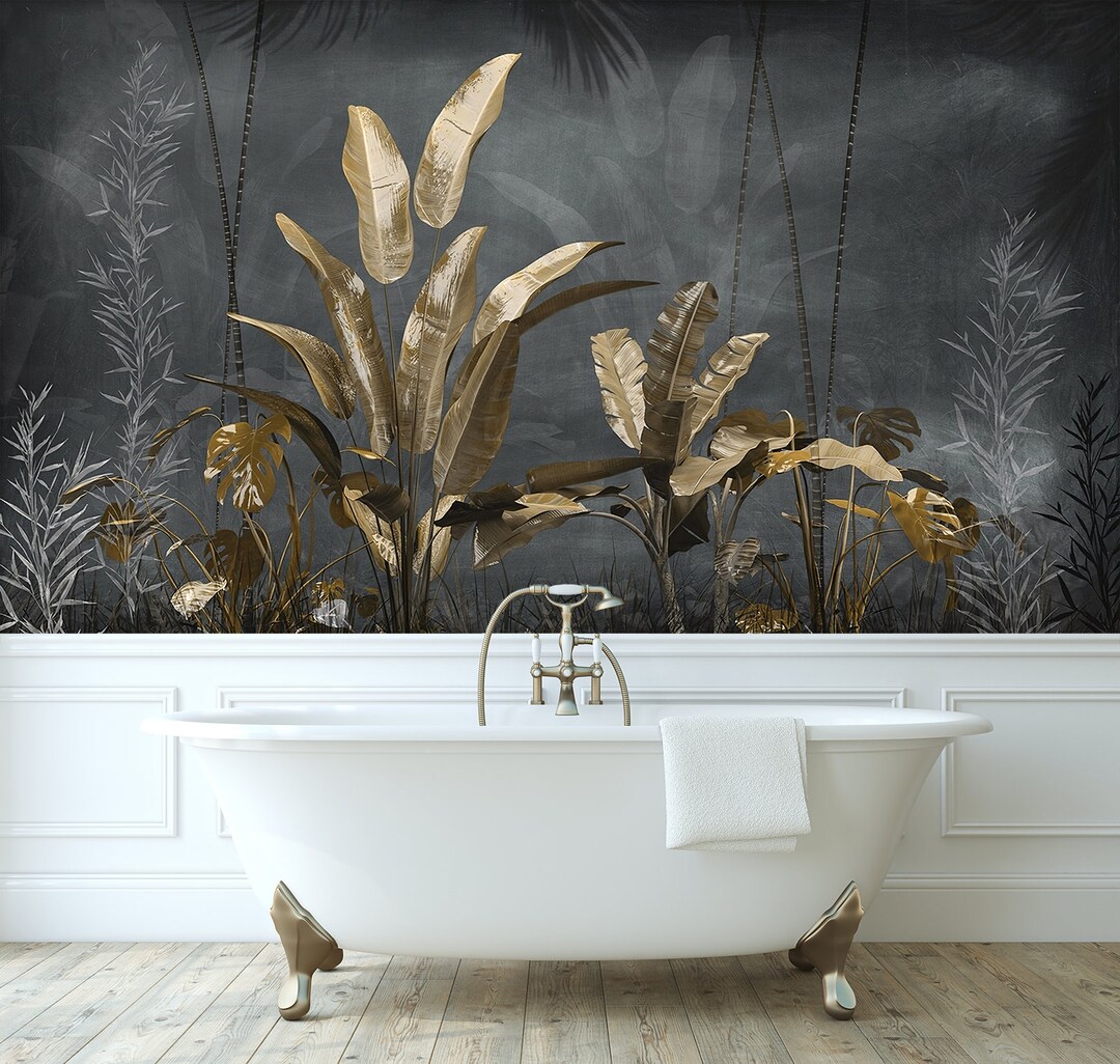 Tropical Tree Leaves Wallpaper, Bronze Leaves Wallpaper, Botanic Leafs ...