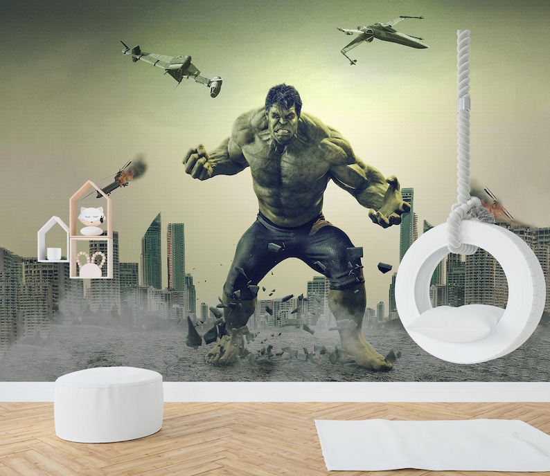 Hulk Superhero Wallpaper: Peel and Stick Kids Room Decor - Etsy