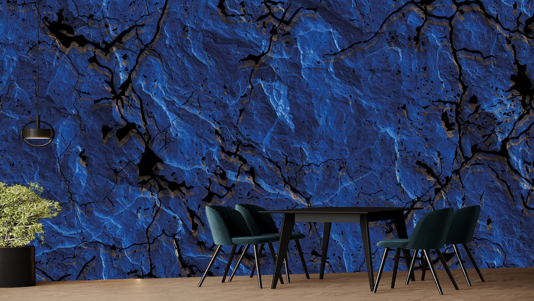 Blue Marble Wallpaper Peel and Stick, Marble Texture Wall Mural ...