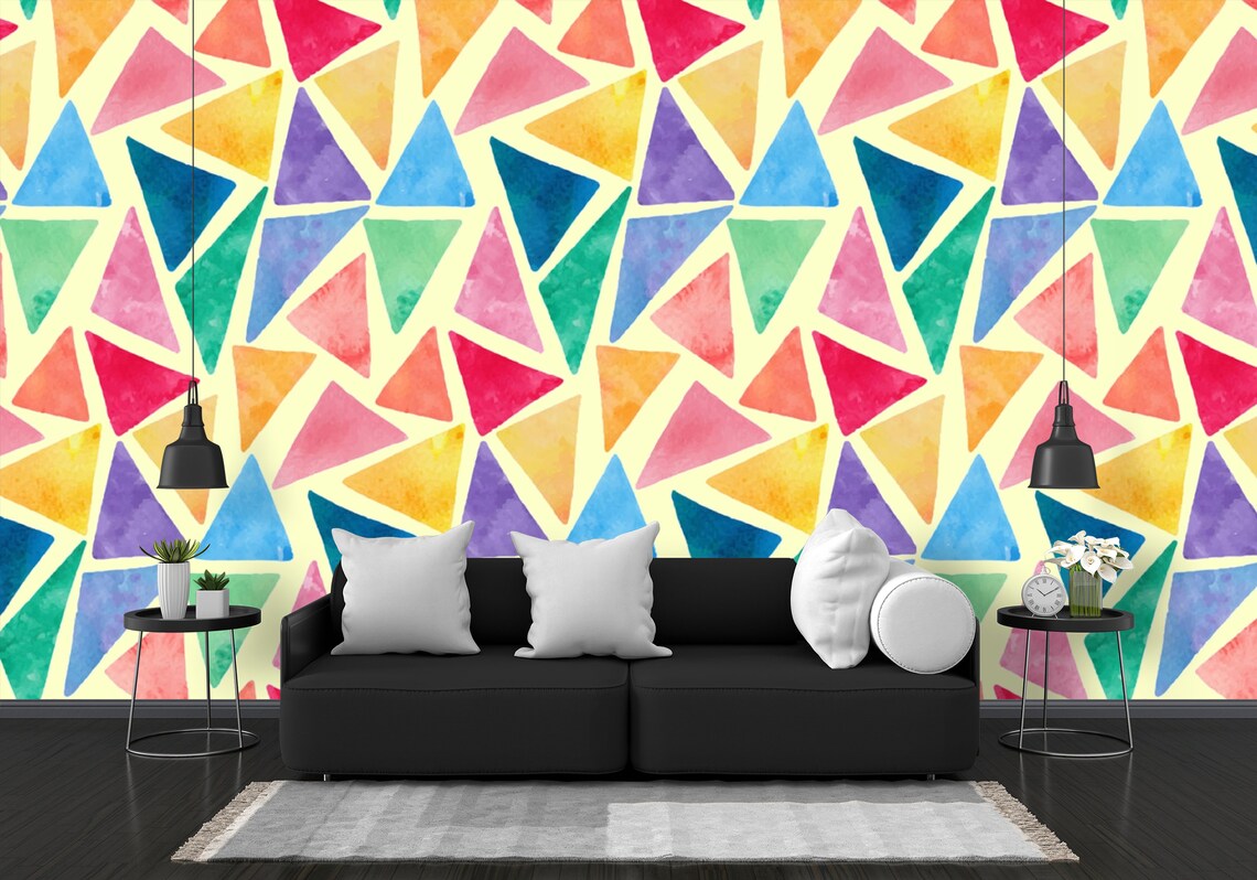 Triangle Colors Watercolor Wallpaper Peel and Stick Geometric Wall ...