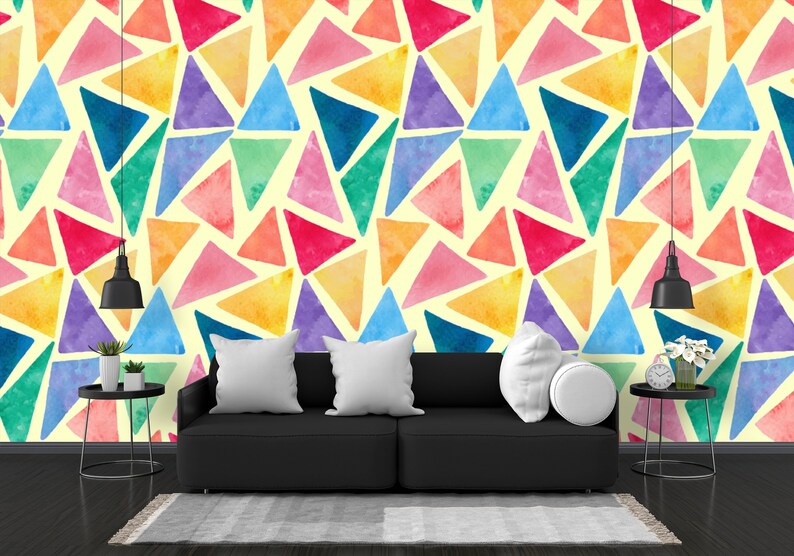 Triangle Colors Watercolor Wallpaper Peel and Stick Geometric Wall ...