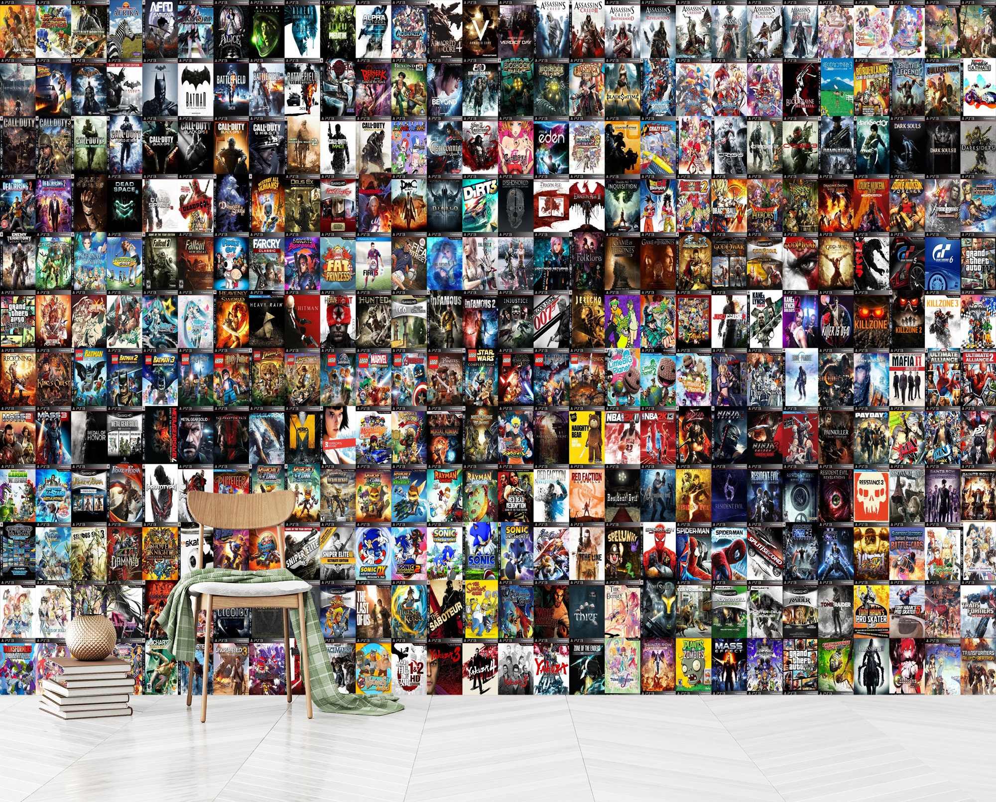 Video Game Posters Collage Wallpaper: Modern Peel and Stick Mural - Etsy