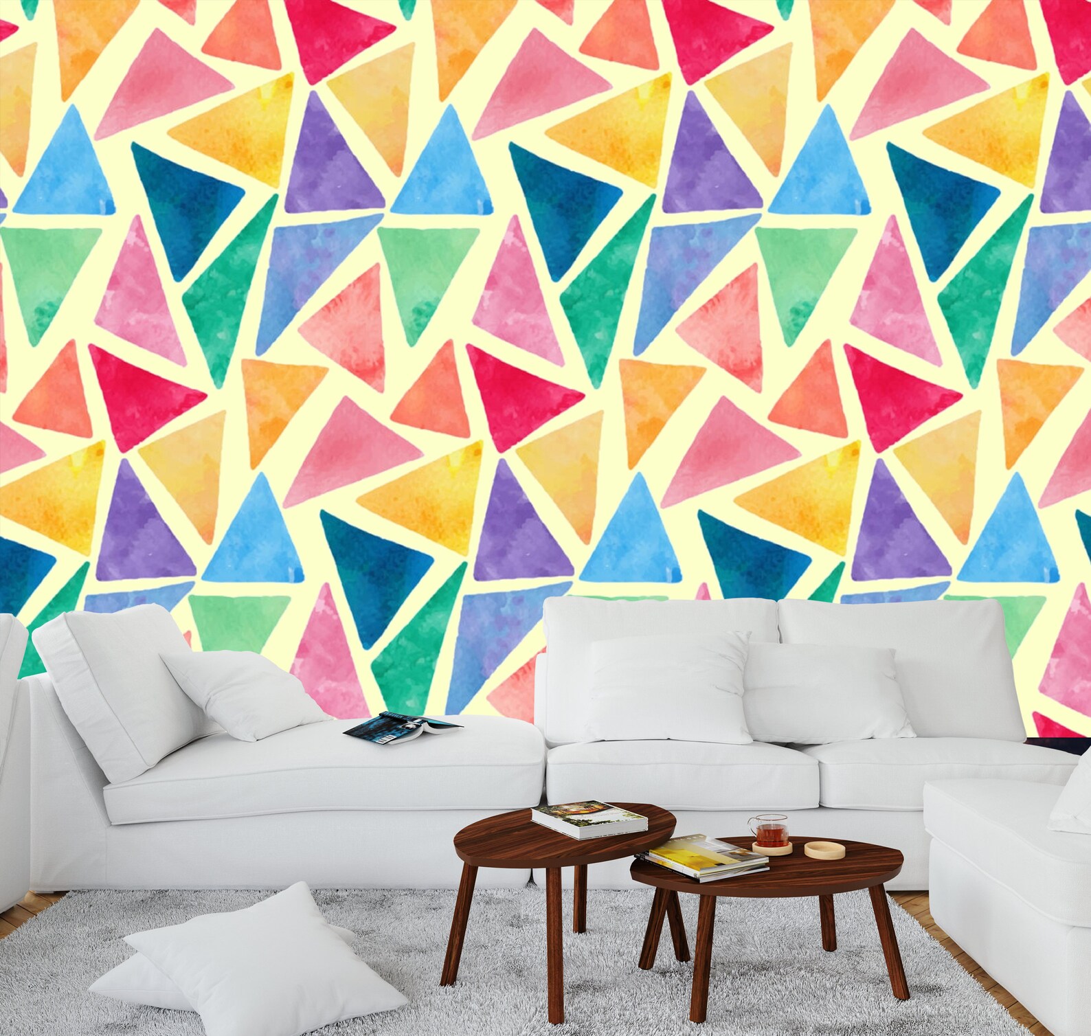 Triangle Colors Watercolor Wallpaper Peel and Stick Geometric Wall ...