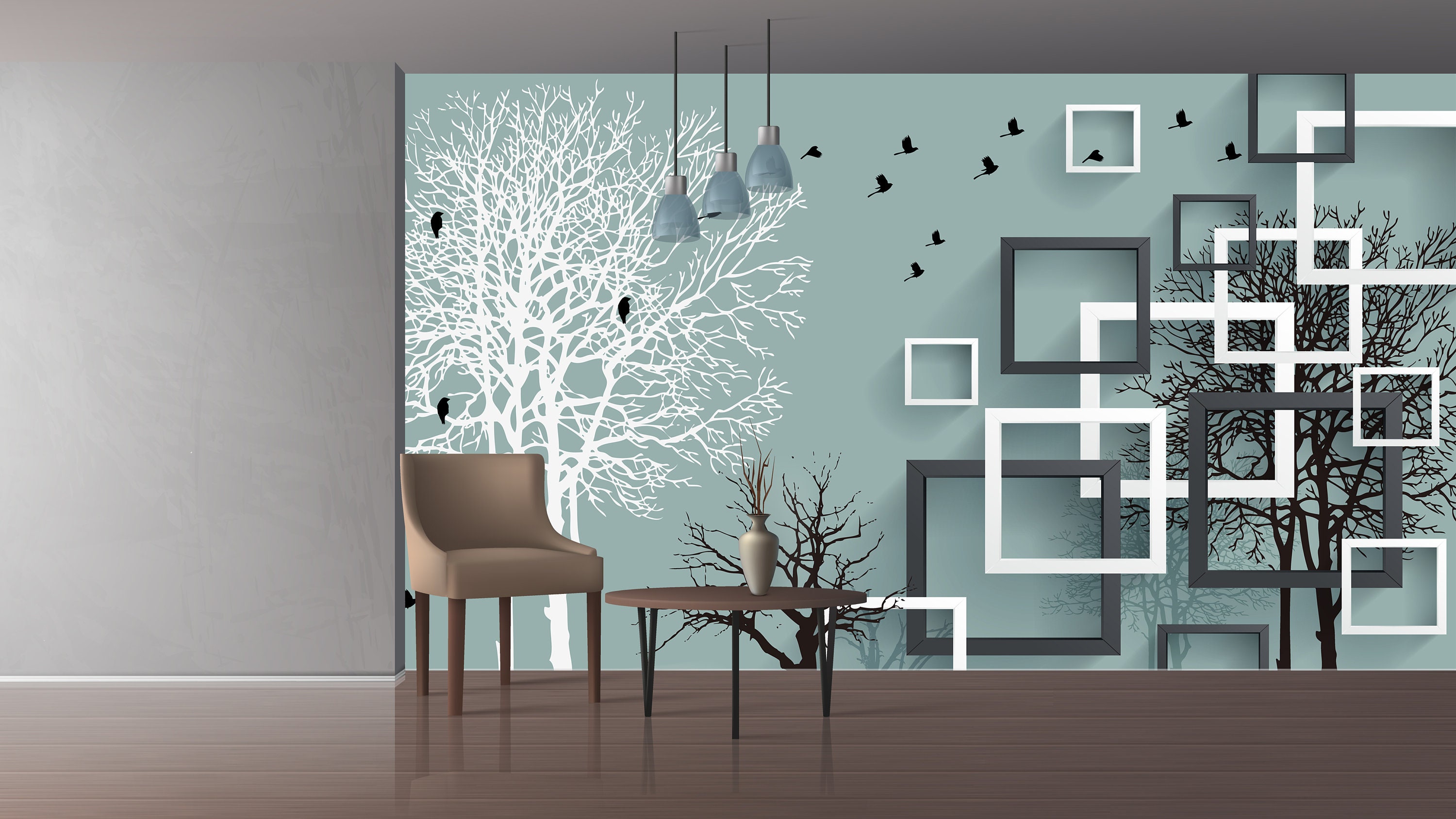 Rectangular Illustration Design 3D WALLPAPER - Etsy