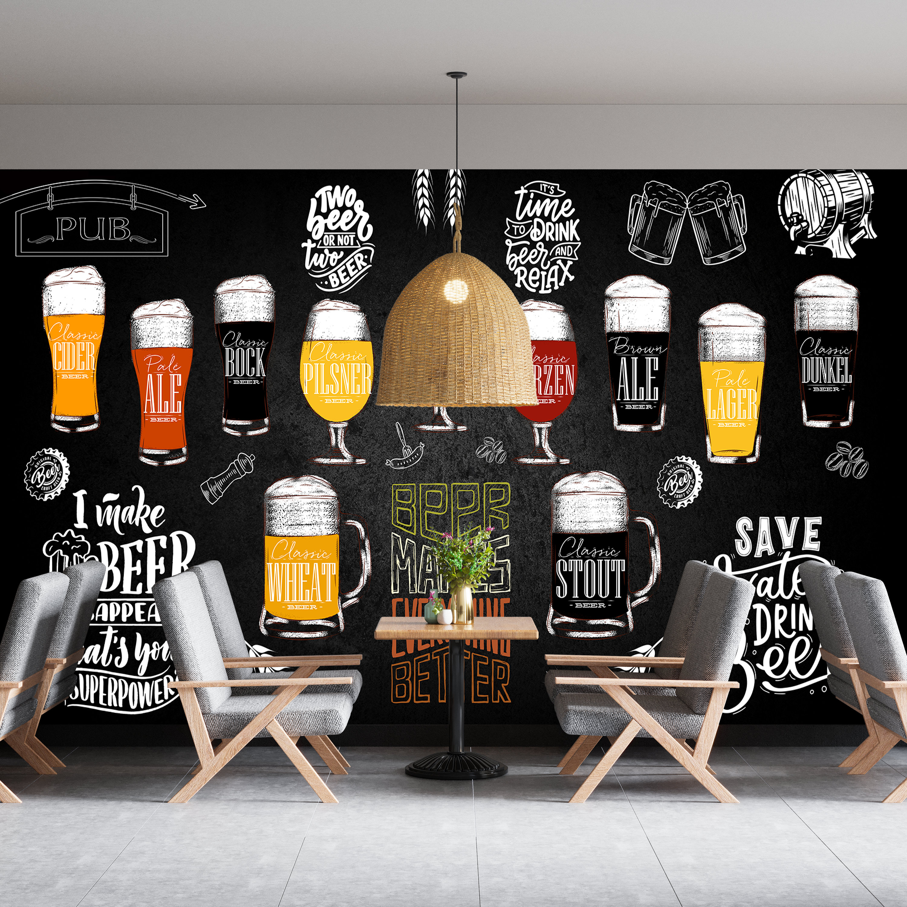 Draft Beer Wallpaper: Pub Blackboard Wall Mural - Etsy