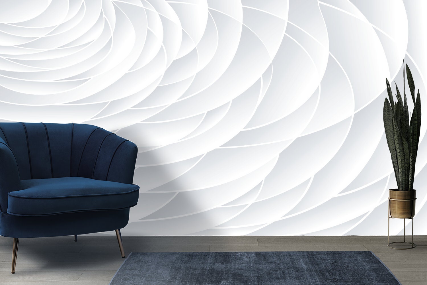 White Texture Wavy Wallpaper Peel and Stick Non Woven, Indoor Wall ...